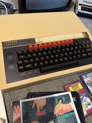 Acorn BBC Micro Computer Model B with cover, disk drive, books and ...
