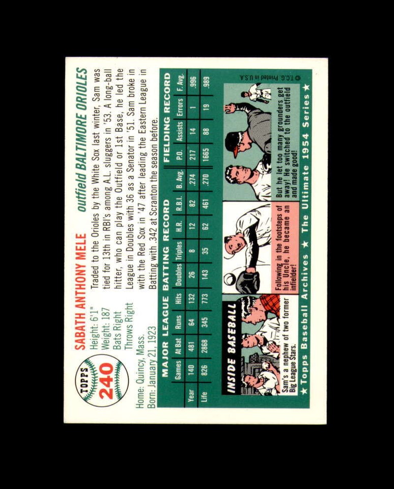 Sam Mele Signed 1994 Topps 1954 Archives Baltimore Orioles Autograph | eBay