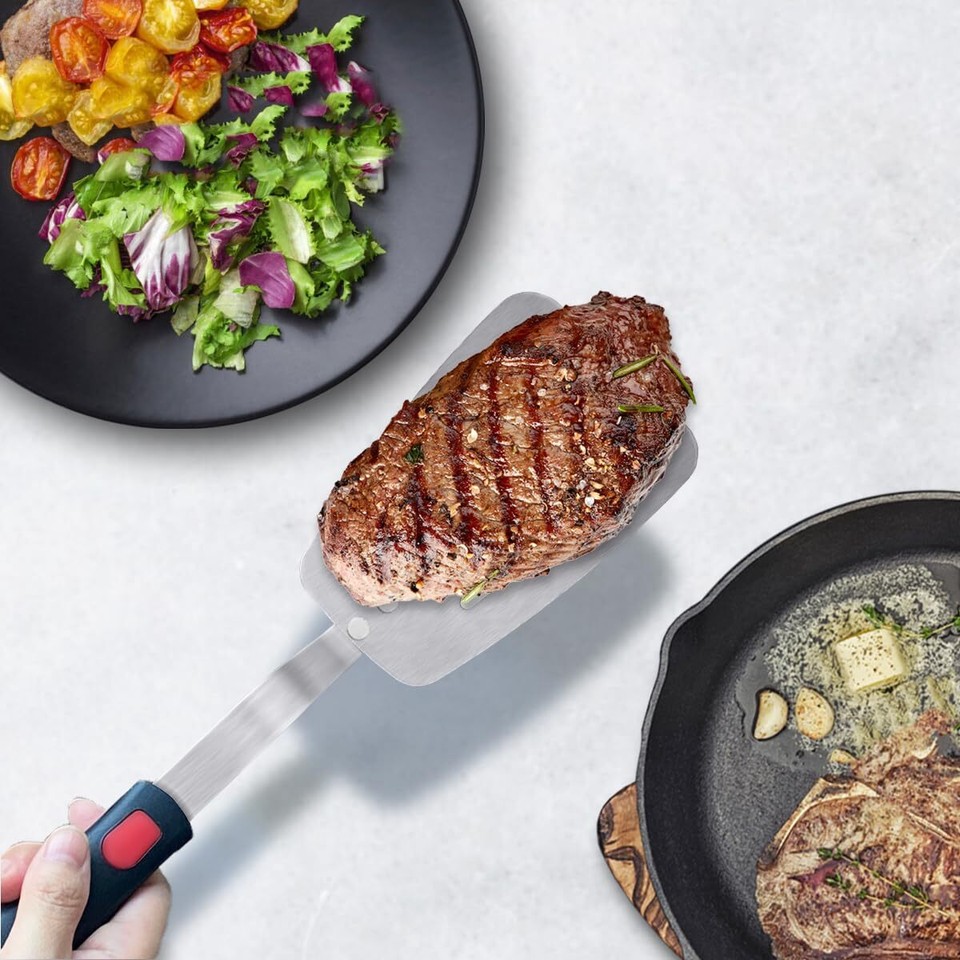 Stainless Steel Flexible Spatula Slotted Turner Thin Metal Spatula For ...