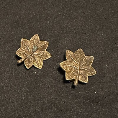 WW1 US Army USMC Major Oak Leaf Rank Pins Pair Original | eBay