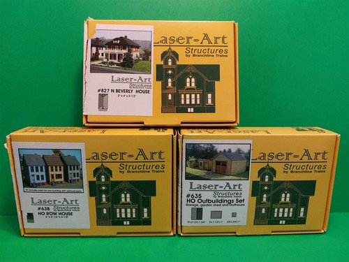 LOT OF 3 LASER-ART STRUCTURES BUILDING KITS - HO SCALE - BRANCHLINE ...