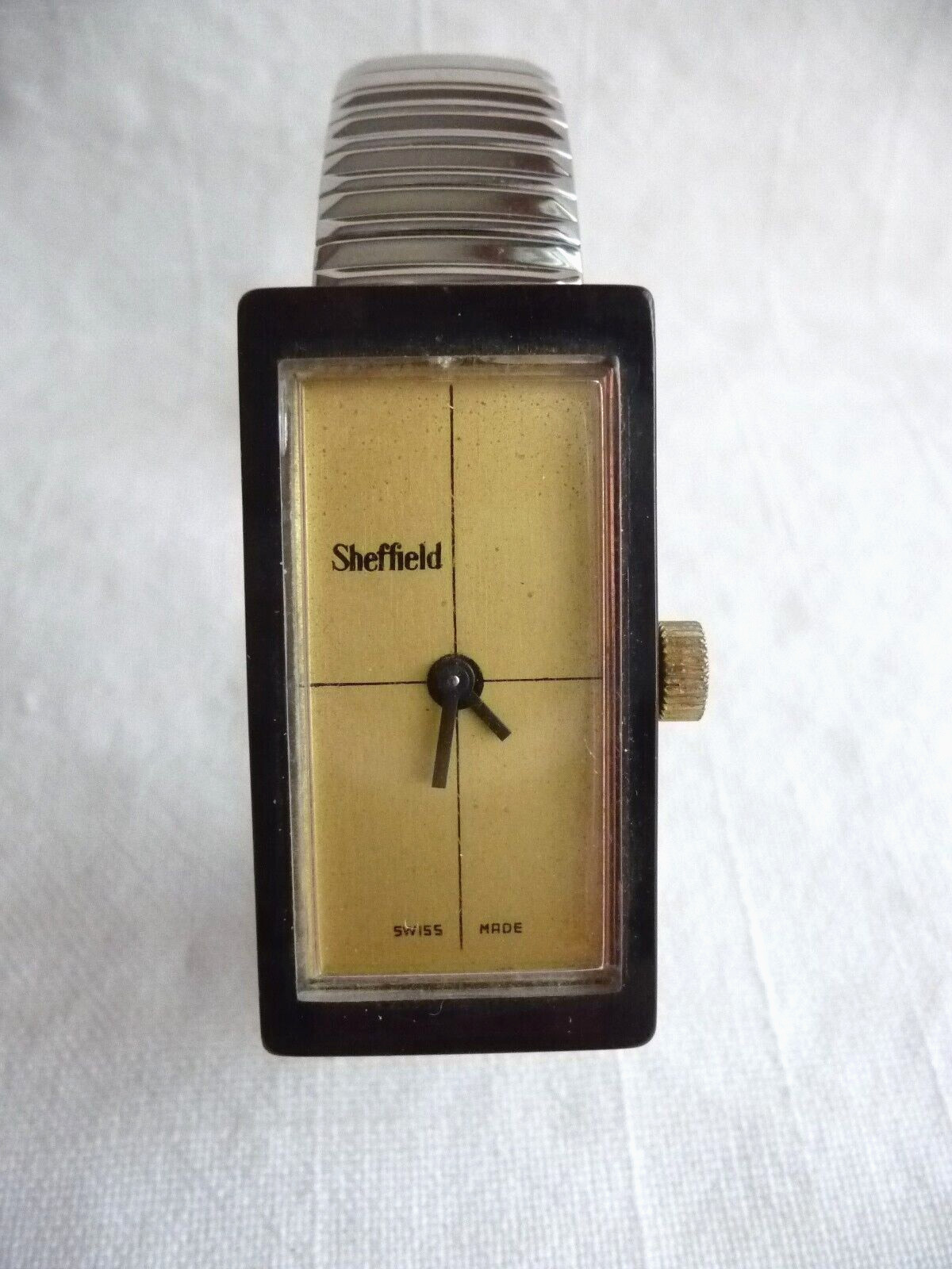 RARE VTG Swiss Made Sheffield Men’s Watch Acril Case … - Gem