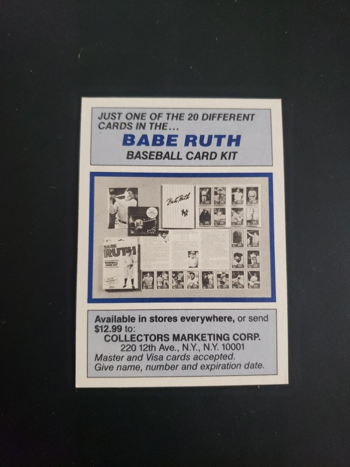 Babe Ruth Baseball card Collectors Marketing Corp Limited Edition ...