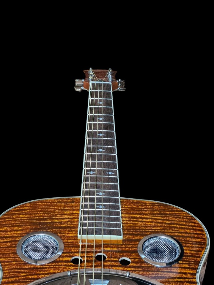 GREAT PLAYING NEW MAPLE FLAMED 6 STRING ACOUSTIC DOBRO RESONATOR GUITAR ...