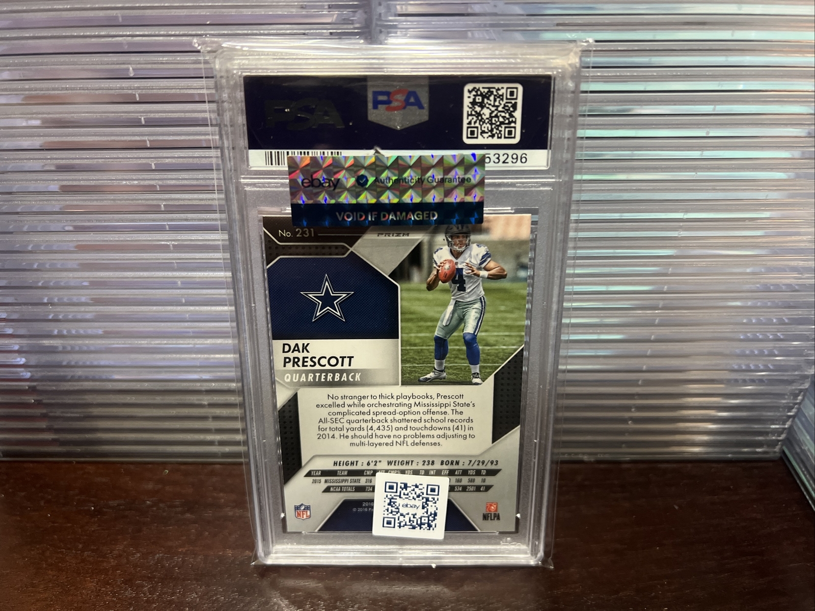 2016 Dak Prescott Rookie Card PSA 10 Silver Prizm Gem Mint #231 RC ...
