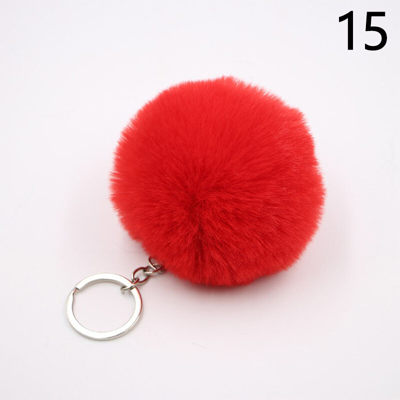 Soft Fur Fluffy Ball Keychain PomPom Key Chains Keyring Charms Handbag ...
