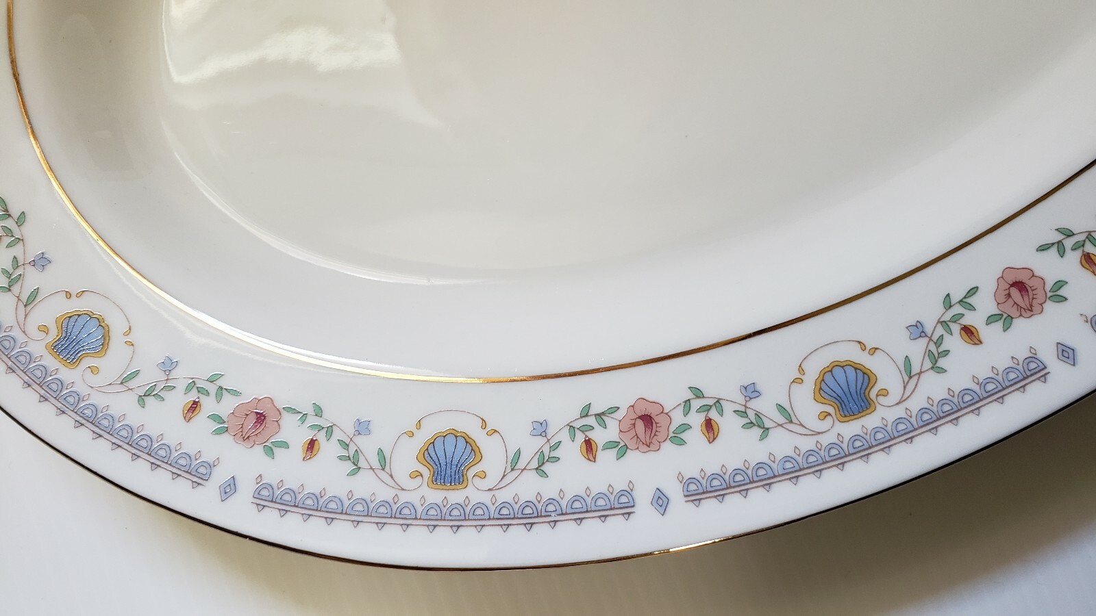 Sango China Platter Tivoli Pattern 8305 Blue Shells and Pink Flowers ...