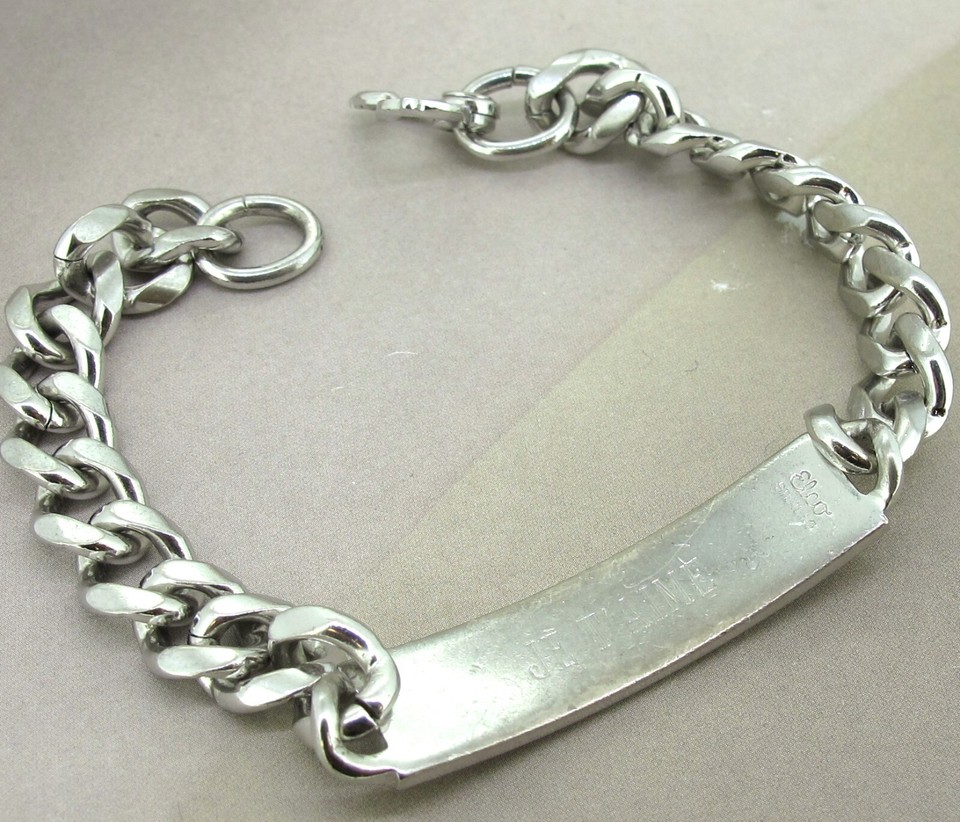 Vintage WWII Era Elco Sterling Silver Mens ID Chain Bracelet 7.5 inch ...