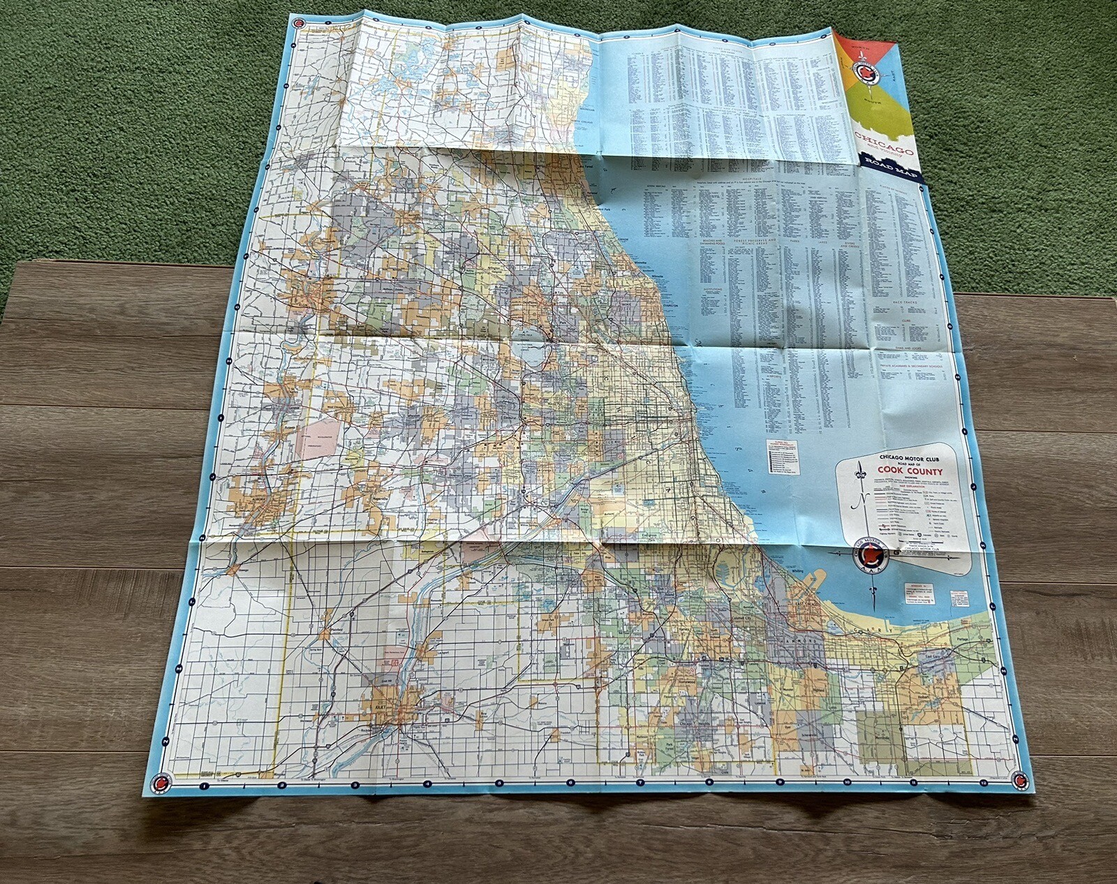 Vintage 1974 The H.M. Gousha Company Chicago Motor Club Cook County Map ...