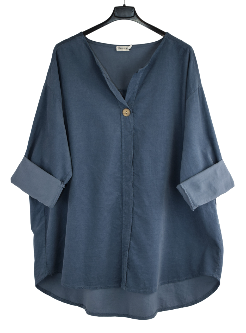 Italian Lagenlook Cord Tunic Top with Button Detail Autumn / Winter ...