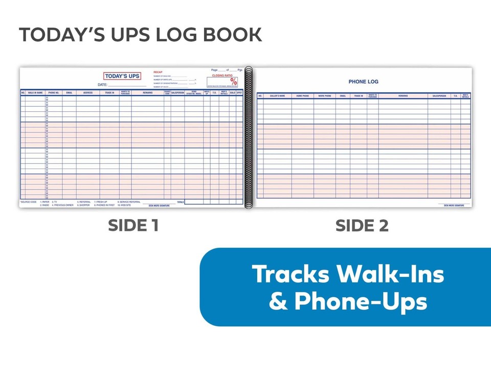 Today's UPs Log Book / Phone Log / Customer Contact Log (50 sheets) | eBay