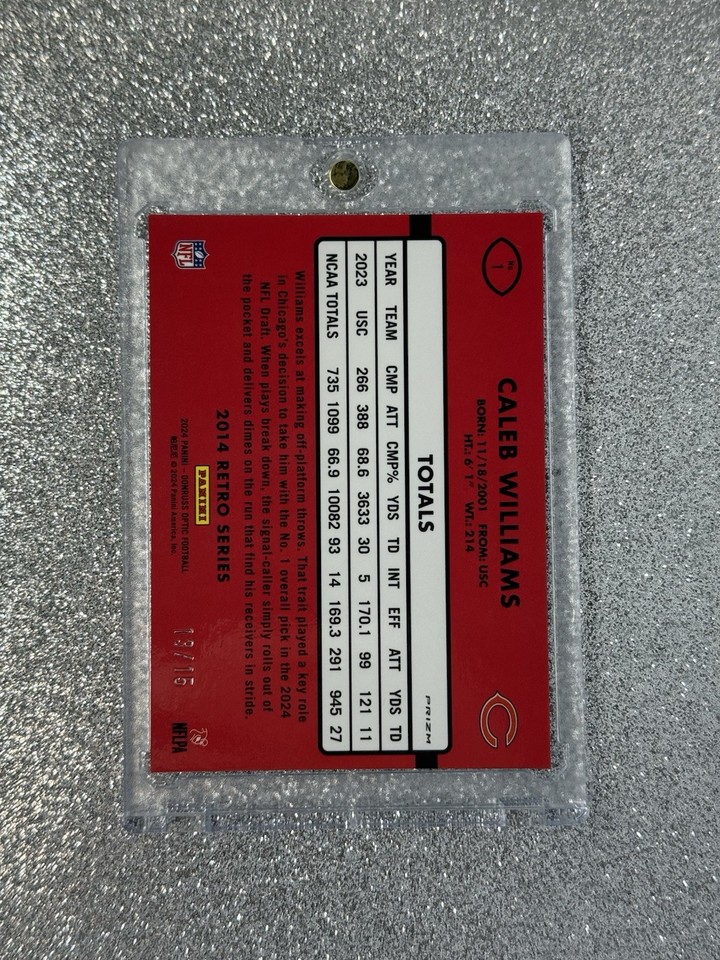 2024 Donruss Optic Caleb Williams Rated Rookie Retro Blue Ice /15 | eBay