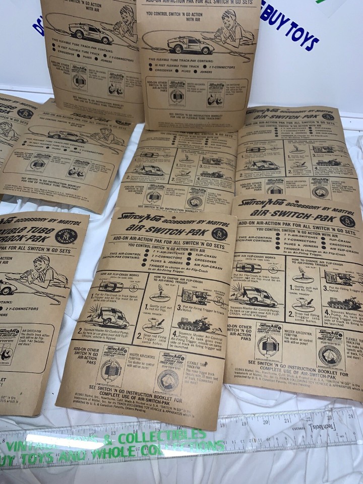 1965 MATTEL SWITCH-N-GO AIR-SWITCH-PAK & Flexible Tube Track-Pak LOST ...