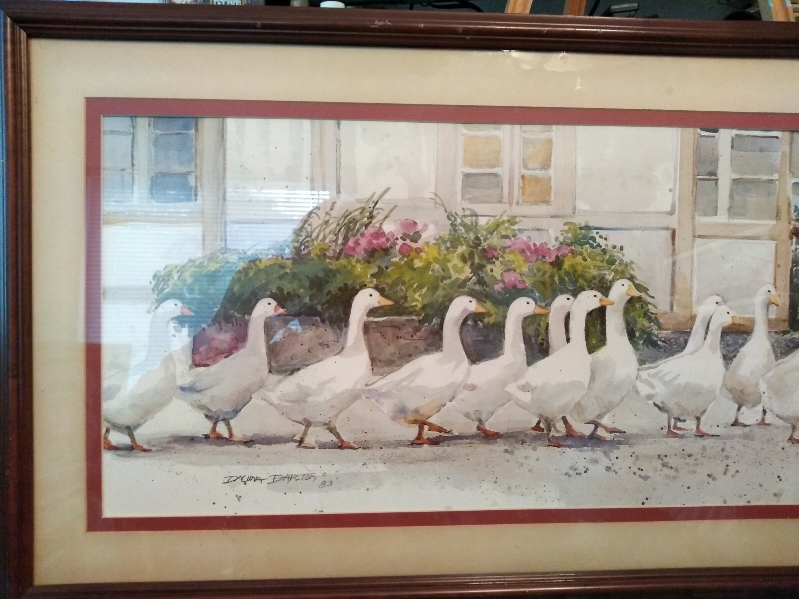 "DINNER CALL", WATERCOLOR 'PRINT COPY' FRAMED by artist "DARLINA DARTON ...