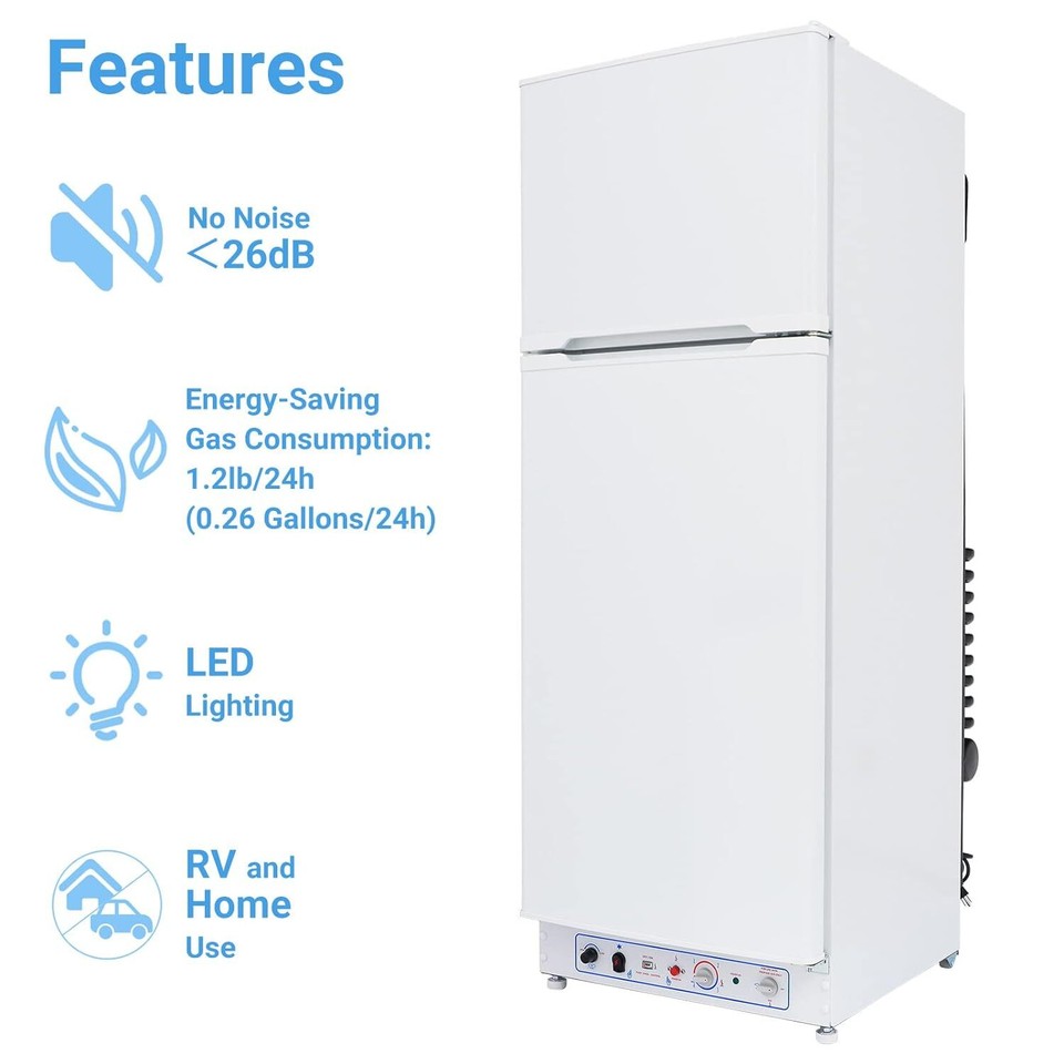 9.3 Cu.Ft Gas Propane Refrigerator Freezer RV Fridge Off-grid Cabin ...