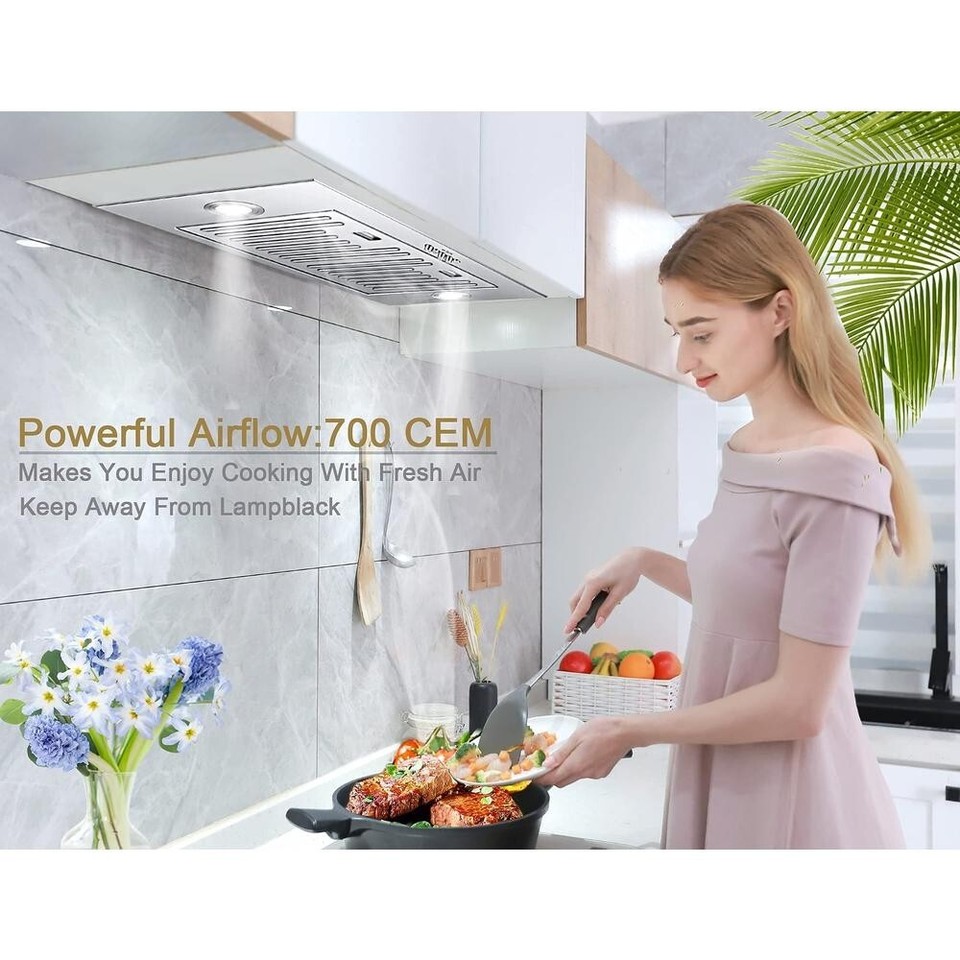 MCBON Range Hood Insert 30" 600 CFM Range Hood Insert Vent Hood Insert ...