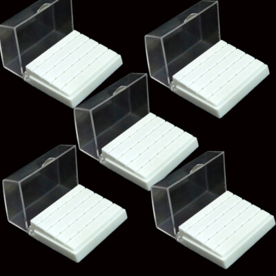 5pcs white 24Holes Plastic Dental Bur Holder Disinfection Block Case ...