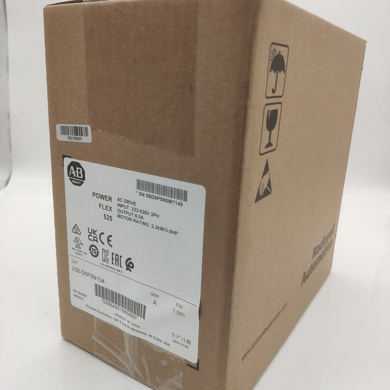 Allen Bradley 25B-D6P0N104 /A PowerFlex 525 AC Drive 480V 3HP ...