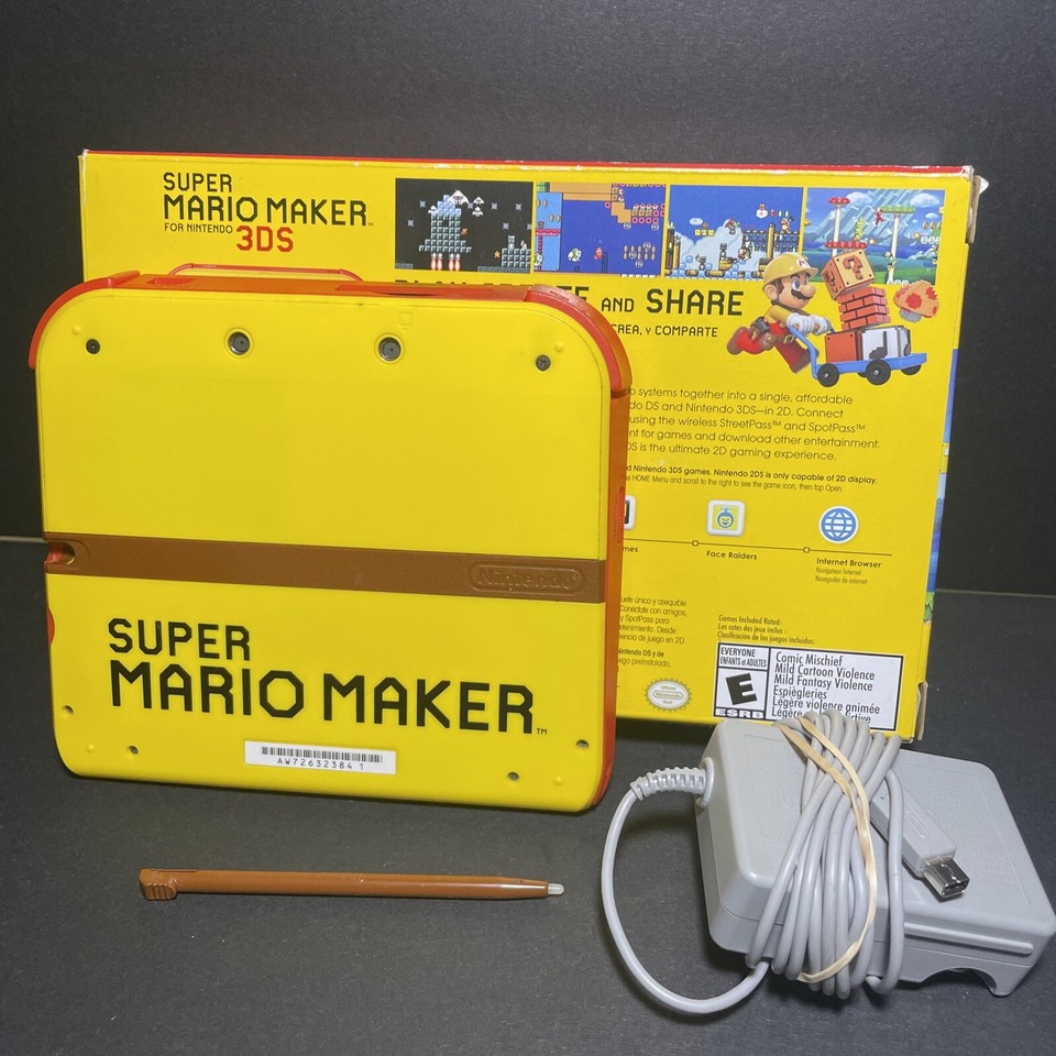 Nintendo 2DS Super Mario Maker Edition Handheld Yellow/Red w/ Box ...