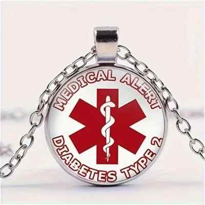 Diabetes Type 2 Medical Alert Glass Pendant Necklace | eBay
