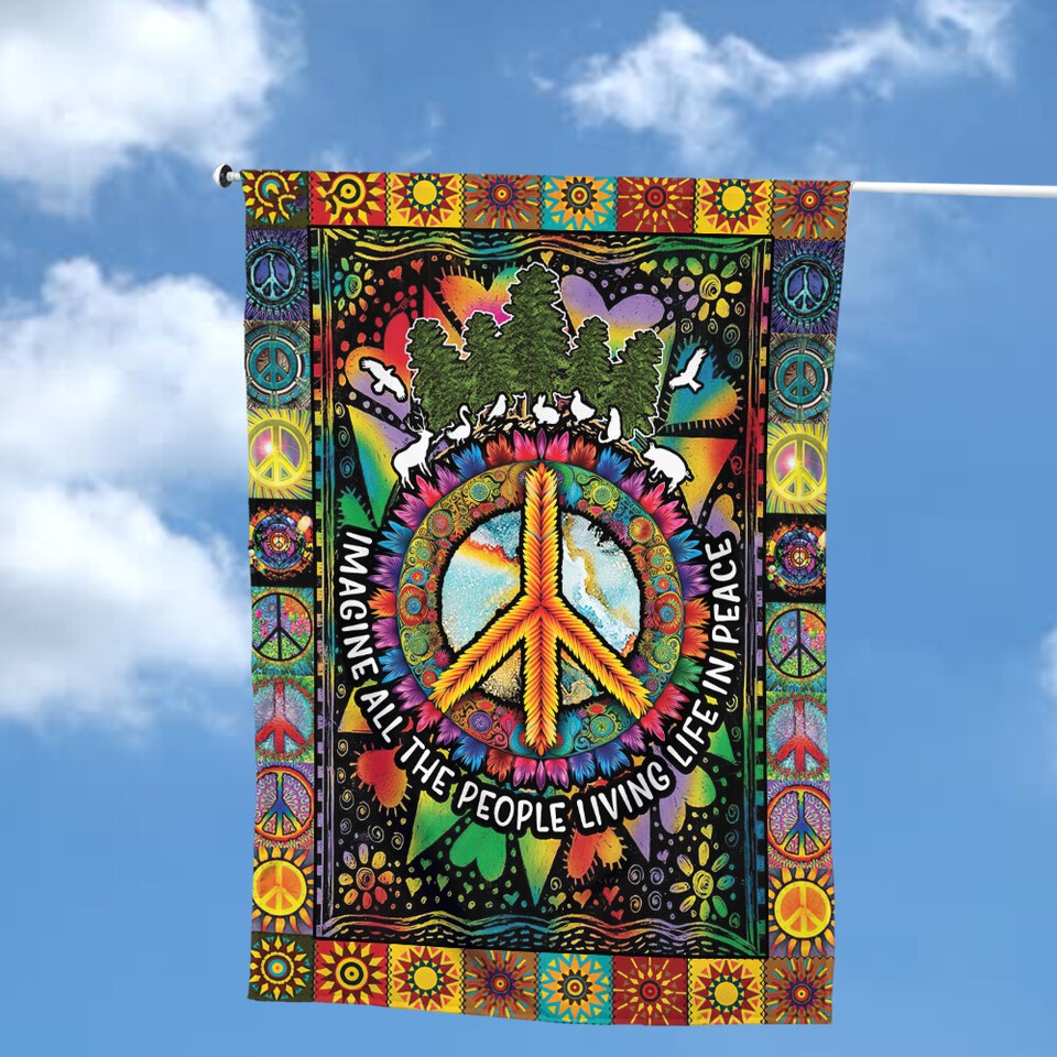 Hippie Soul Flag, Love Peace, Bohemian Hippie, Sunflowers Flag Outdoor ...