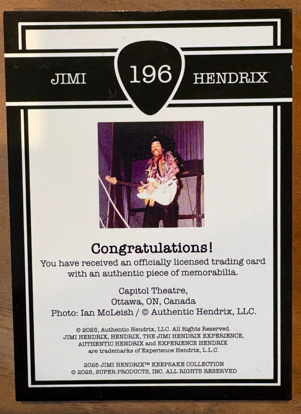 Jimi Hendrix Keepsake Edition Relic #2 /50 Patch, Card 196 /50 | eBay