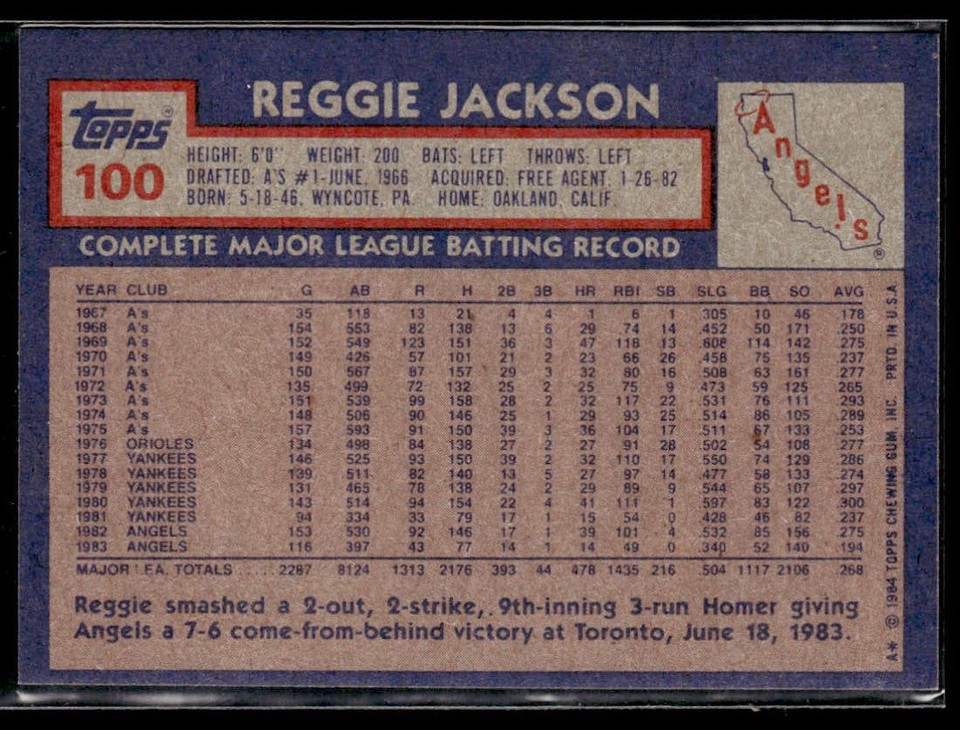 1984 Topps #100 Reggie Jackson Angels Baseball Card 2902A | eBay