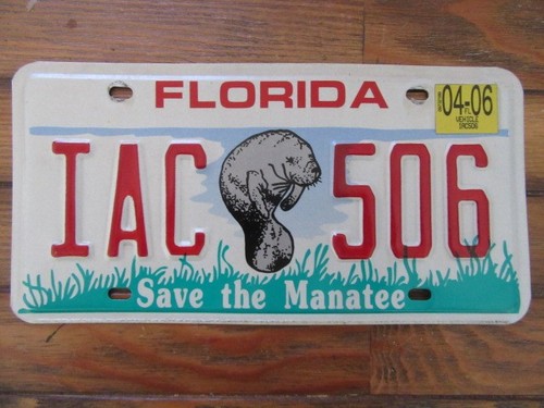 2006 Florida Save the Manatee license plate, original first design | eBay