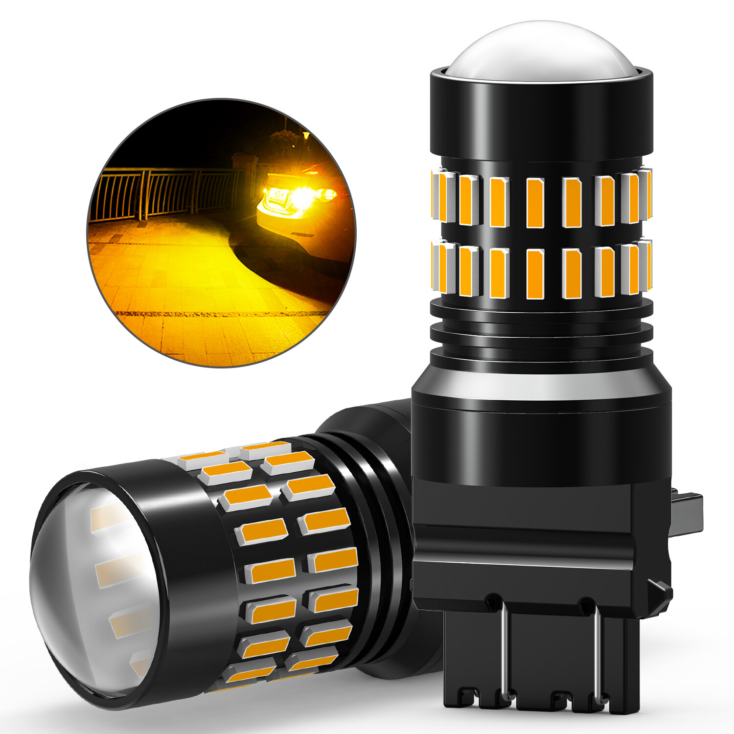 AUXITO 2X 3157 Turn Signal Light 3757A Canbus Amber LED Bulbs for Car ...