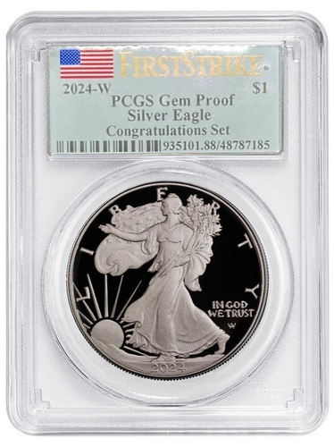 2024 W SIlver American Eagle $1 Congratulations PCGS Gem Proof First ...