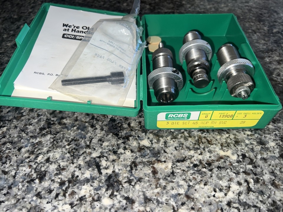 RCBS .45 ACP 3-Die Set-(18908)-w/ RN & SWC seating plugs | eBay