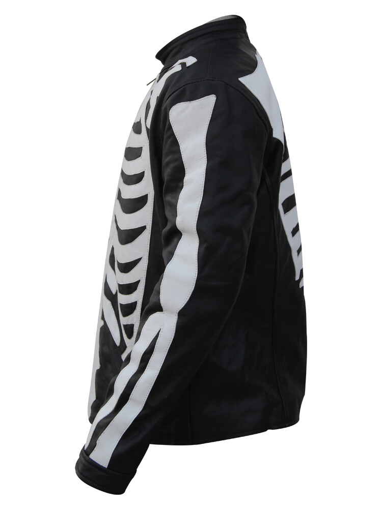 Mens Motorcycle Biker Skeleton Bones Leather Jacket Costume | eBay