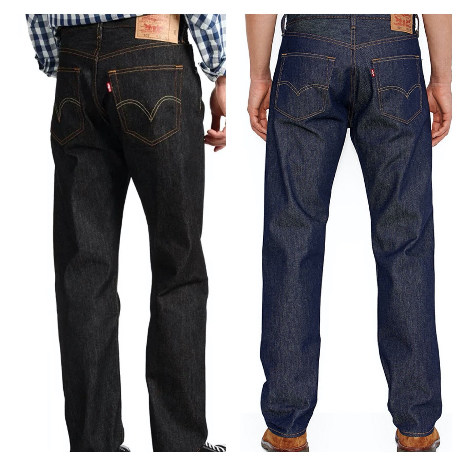 Levis 501 Original Shrink To Fit Button Fly Jeans Rigid Blue Black ...