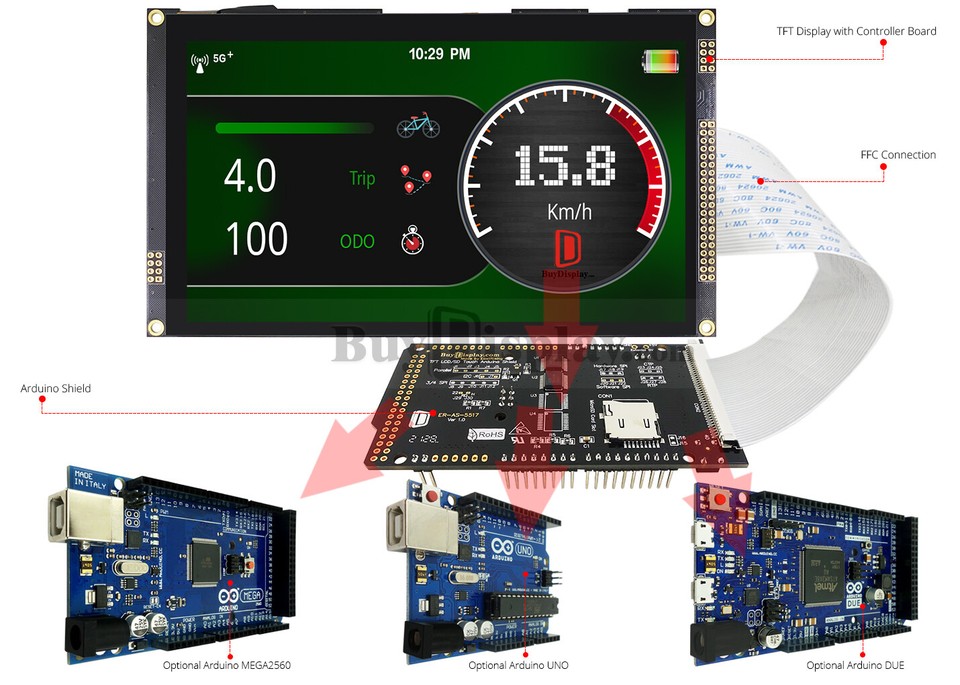 7 inch 1024x600 IPS TFT Touch Display Module with I2C SPI for Arduino ...