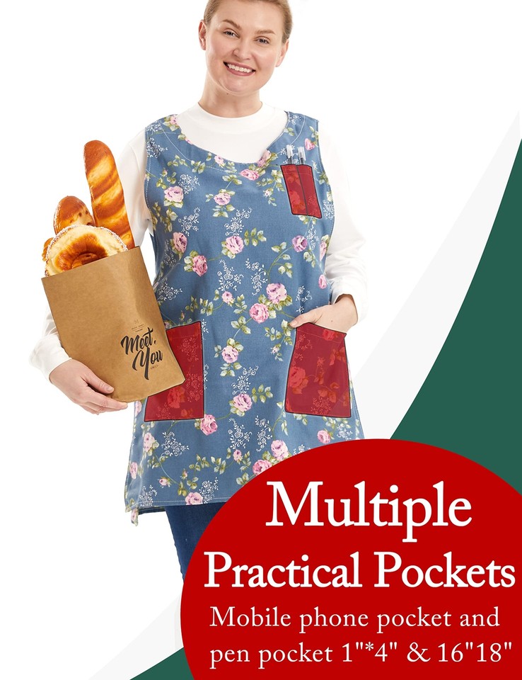 Plus Size Aprons for Women with Pockets Cotton Linen Cobbler Aprons ...