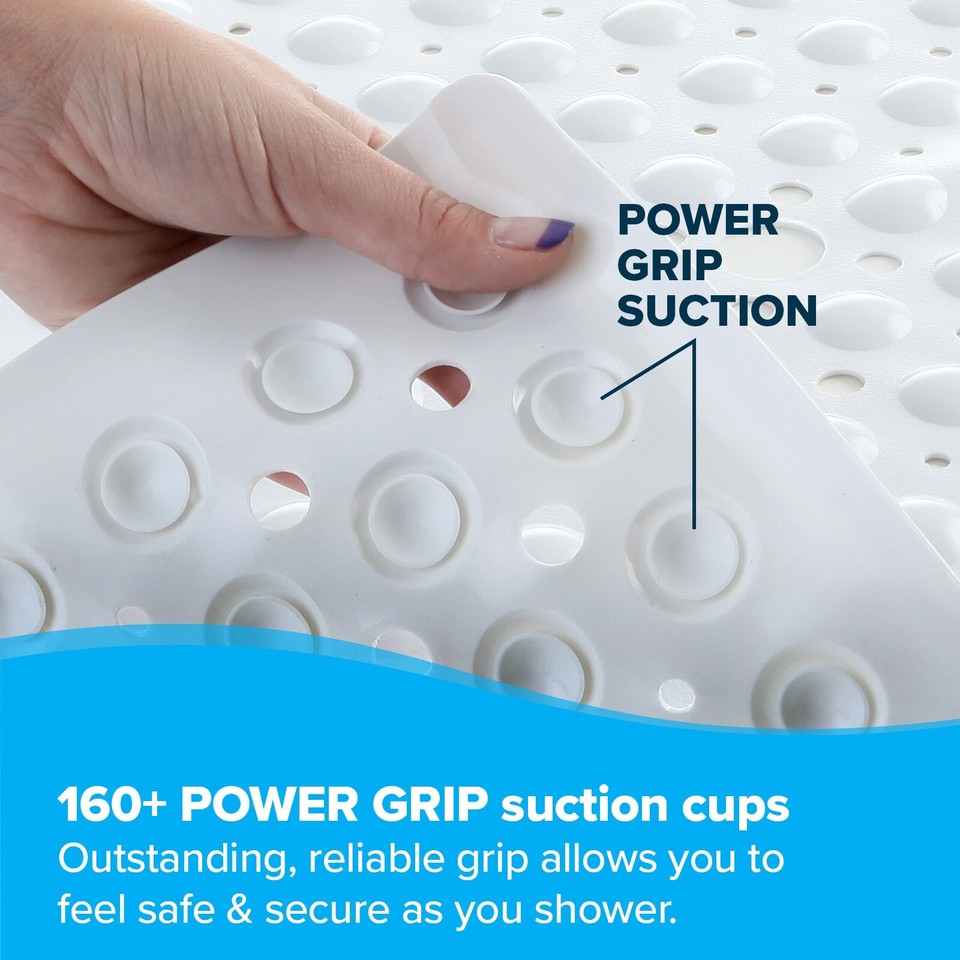 Large Non-Slip Shower Mat with Drain Holes: White Square Shower Mat | eBay