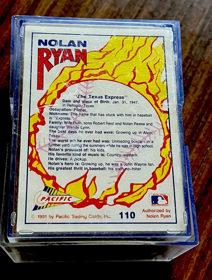 1991 Nolan Ryan The Texas Express Pacific Trading Cards Complete Set ...