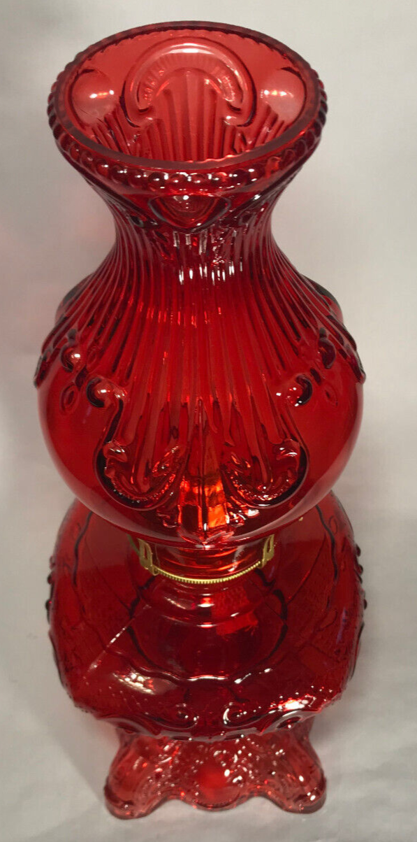 New Complete 9 1/2" Ruby Princess Feather Glass Oil Lamp w/ Ruby ...