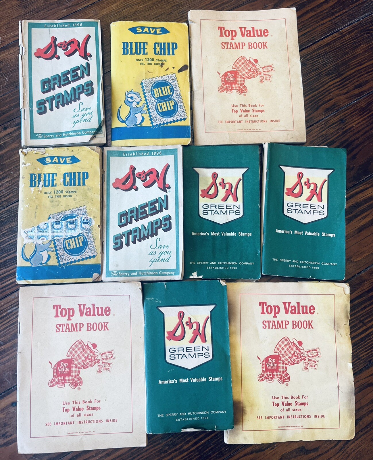 Vintage Lot Of 10 Stamp Saver Books And Stamps S&H, Top Value, Blue ...
