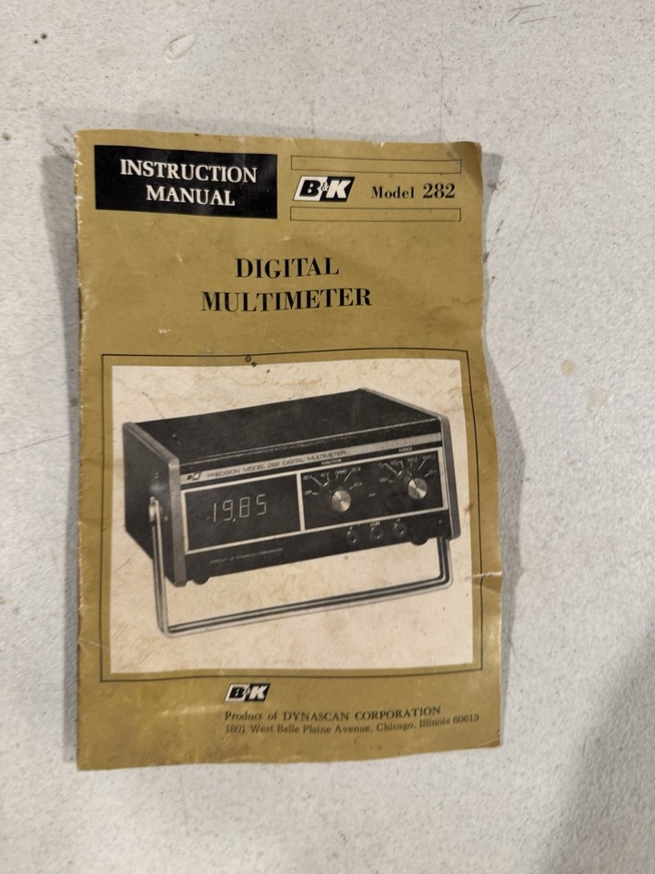 BK Precision Model 282 Digital Multimeter Instruction Manual | eBay