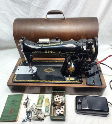 Vintage 1952 Singer Model 15-91 Sewing Machine w/ Pedal & Bentwood Case ...