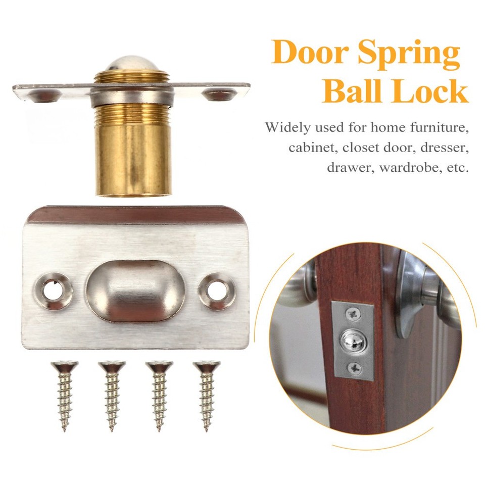 2pcs Furniture Door Ball Catch Latch Copper Ball Lock Silver Spring ...