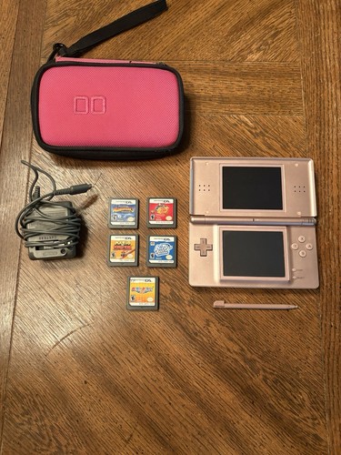 Rose Gold Nintendo DS Lite Bundle + 5 Games(Mario + Kirby) Charger ...