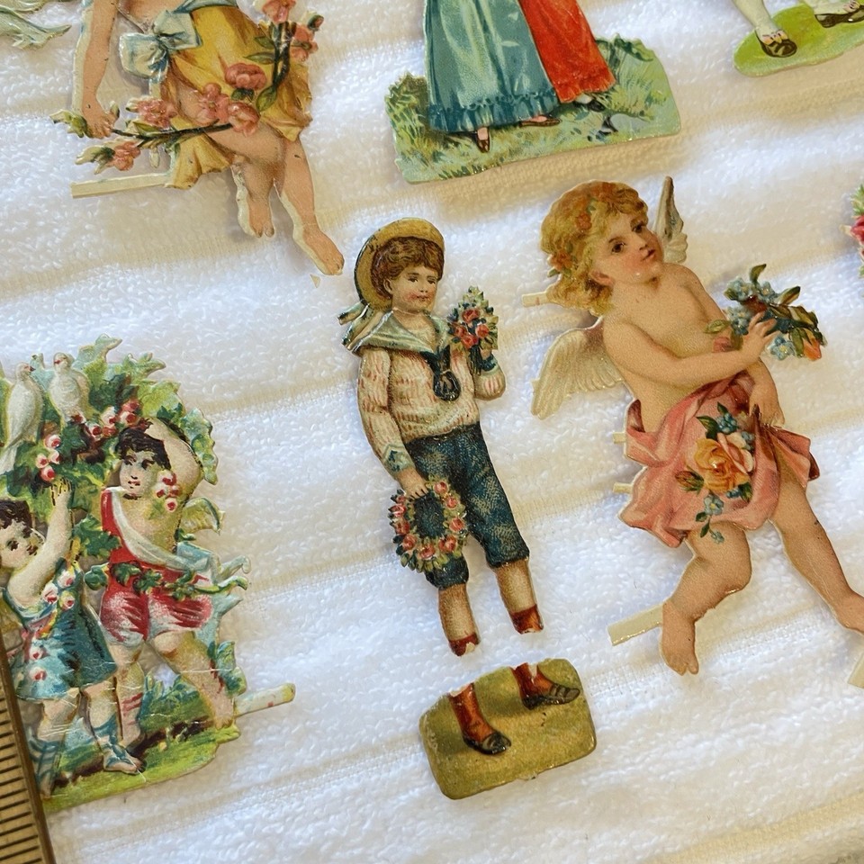 Vintage Embossed Possible German Angels Flowers Scrap Die Cut Lot ...