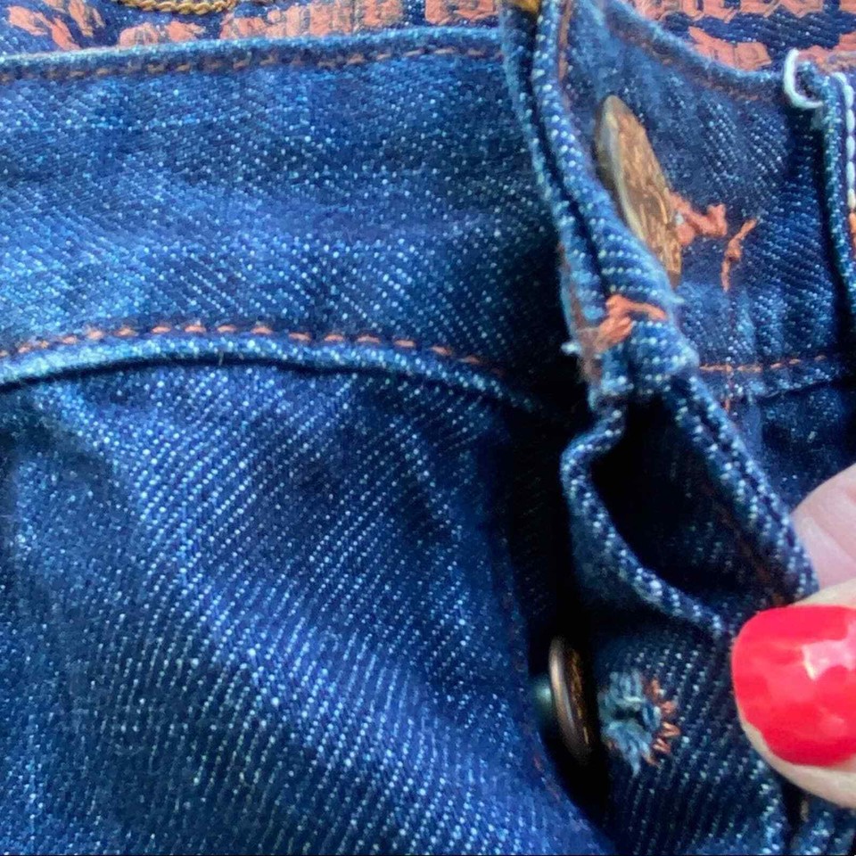 Levi’s Copper Edition jeans asymmetrical hand sewn seams copper rivets ...