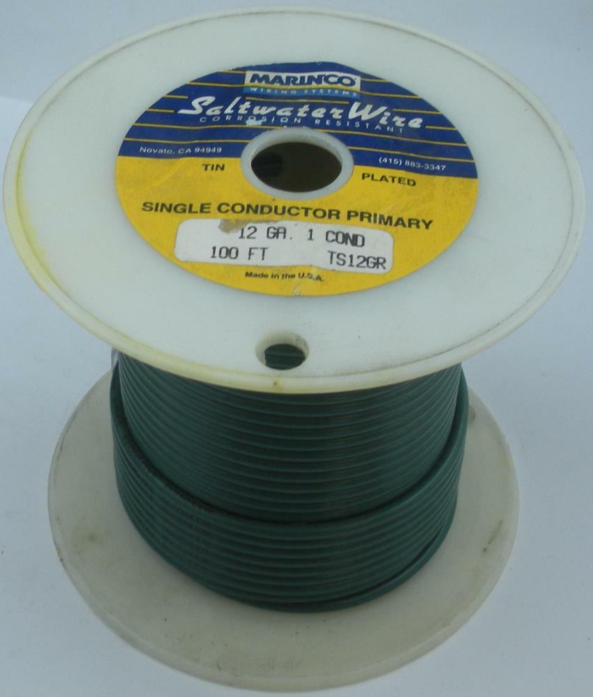 Marinco TS12GR 12 Gauge Green Stranded Wire Tinned Copper 100 Ft | eBay ...