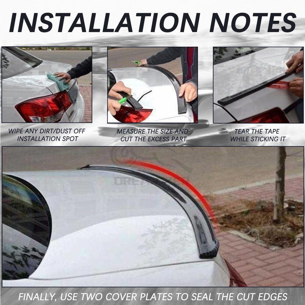 Universal 1.5M Black Soft Car Rear Roof Trunk Spoiler Rear Wing Lip ...