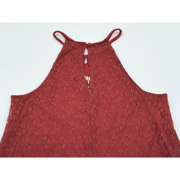 Be Bop Lace Halter Dress Sleeveless Party Casual Burnt Orange Boho ...