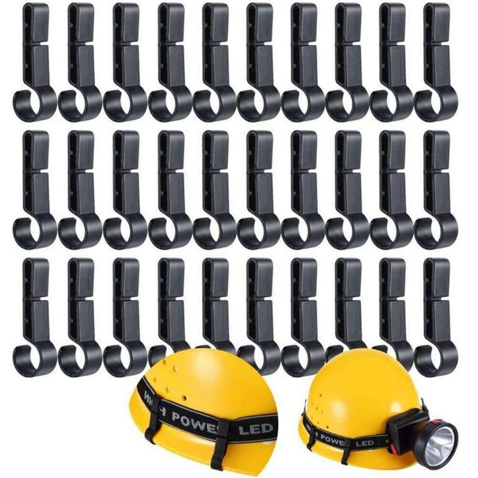 20Pcs Headlamp Clips Attachment Head Light Clamps Black Hard Safety Cap ...