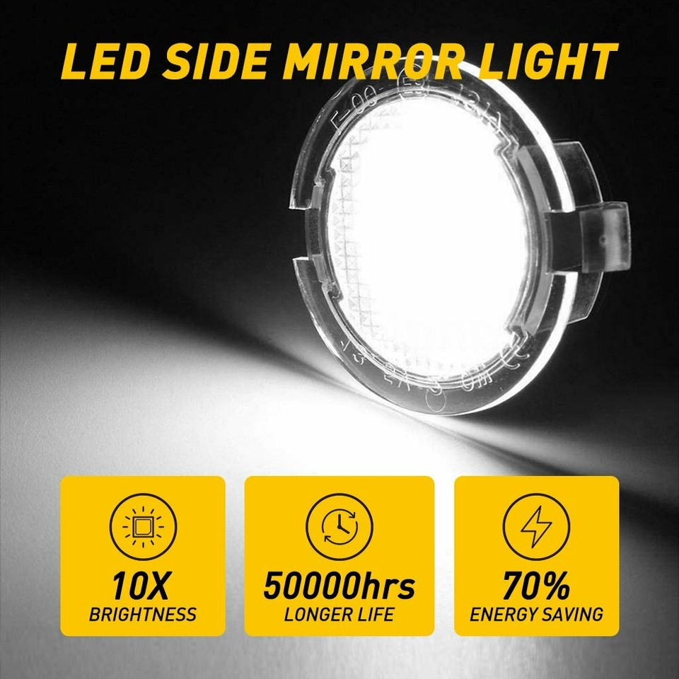 Xenon White LED Puddle Lights For Ford Taurus Edge Flex F150 Side ...